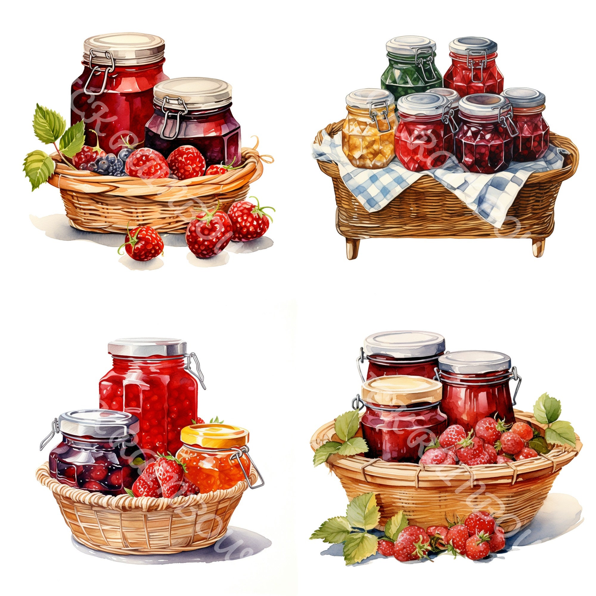 Jam Jars Clipart, 12 High-quality PNG, Sublimation, Printable, Paper ...