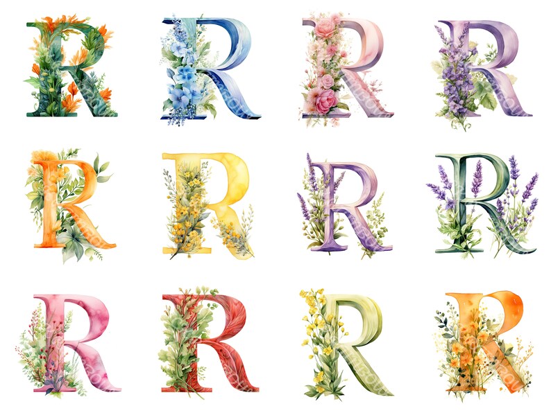Letter R Clipart, 12 Letter R PNG, Letter R Wall Art, Letter R Painting ...