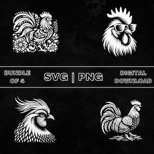 Gamefowl SVG Bundle, Rooster Clipart, Hand Drawn Farm Animal Theme ...