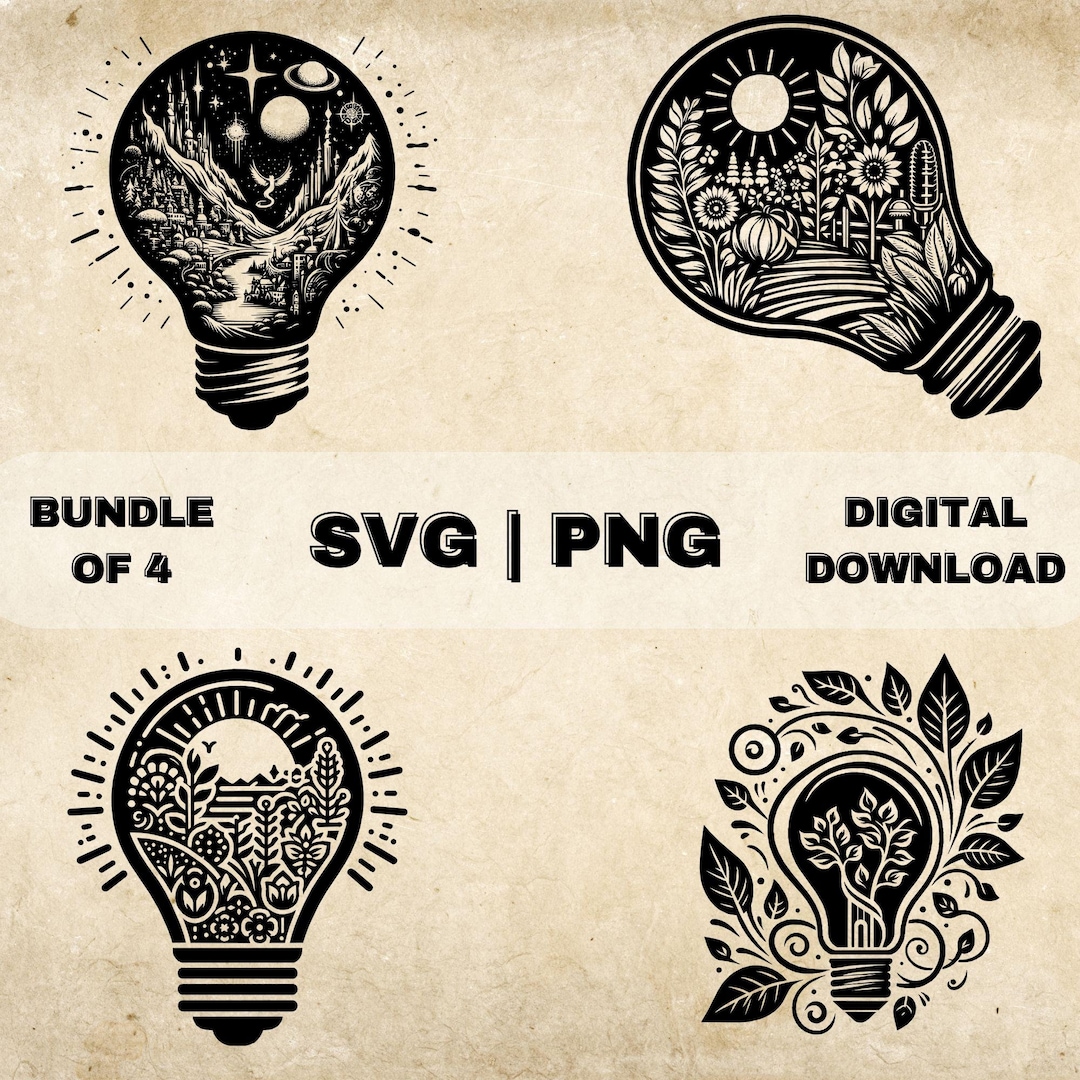 Light Bulb SVG Bundle, Lightbulb Clipart, Hand Drawn Bulb Theme Vector ...