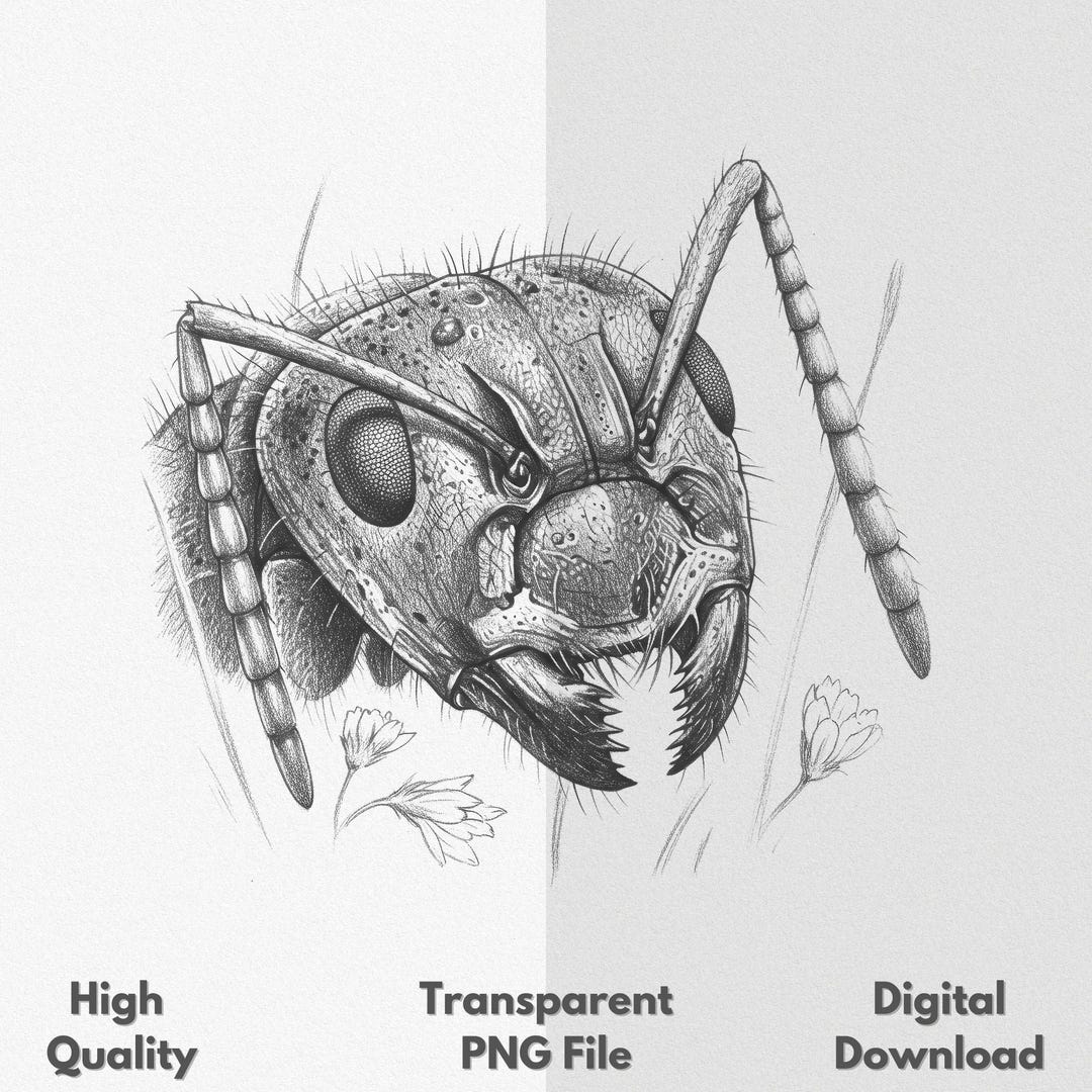 Ant Face Sketch PNG Sublimation Digital Download for Nature Lovers - Etsy