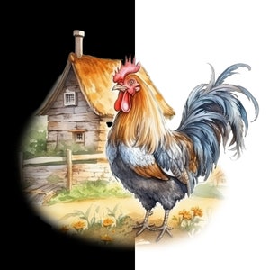 Rooster Clipart, Farm Animals PNG Files for Sublimation, Rooster Clip ...