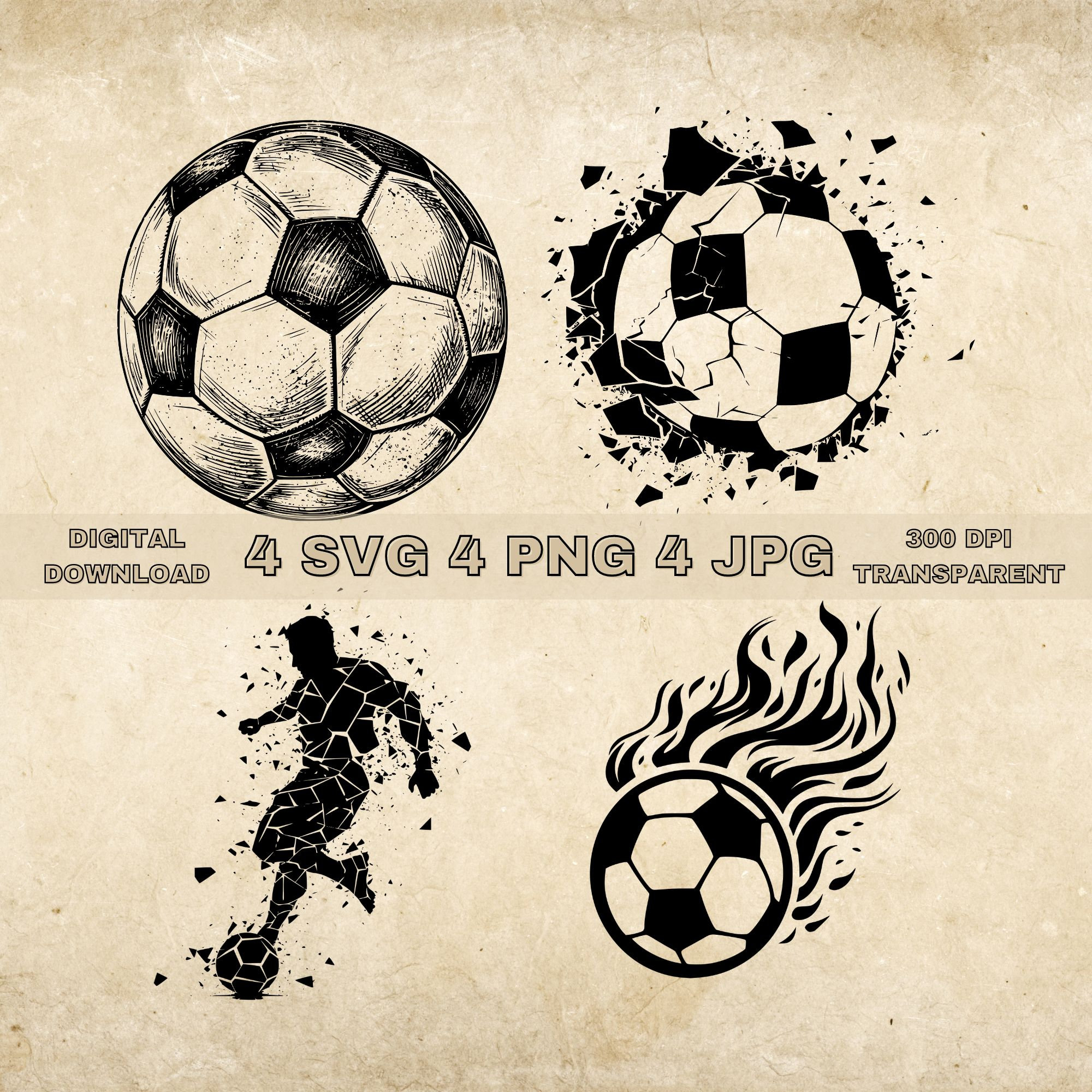 Soccer SVG Bundle PNG Soccer Clipart Hand Drawn Soccer Ball - Etsy
