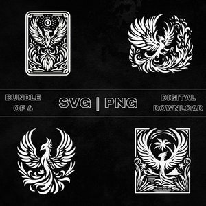 Phoenix SVG Bundle, Phoenix Clipart, Hand Drawn Rising Phoenix Theme ...