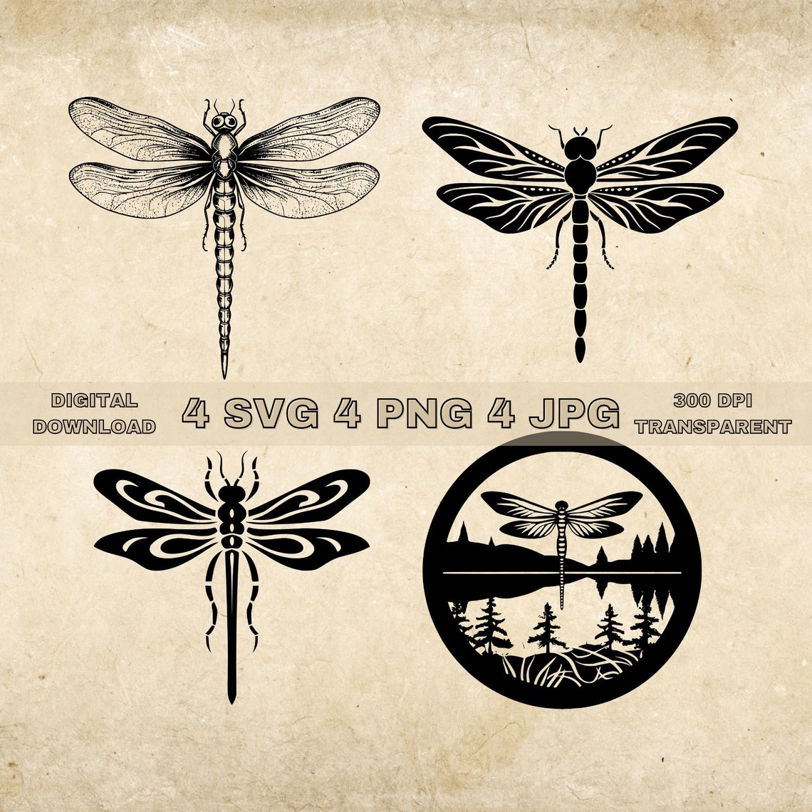 Dragonfly SVG Bundle, PNG, Dragonfly Clipart, Hand Drawn Dragonflies Vector Illustration, SVG ...