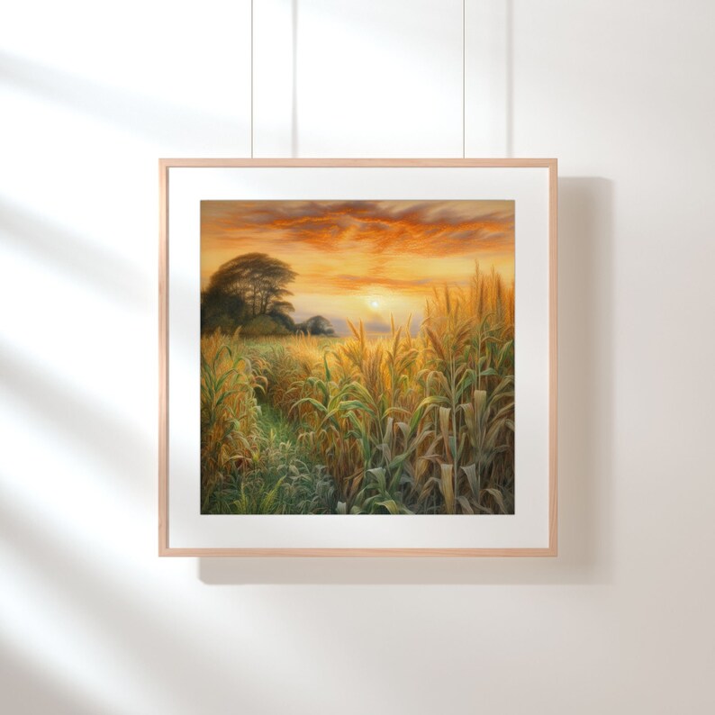 Corn Field Painting Corns Printable Art Sunset Nursery - Etsy