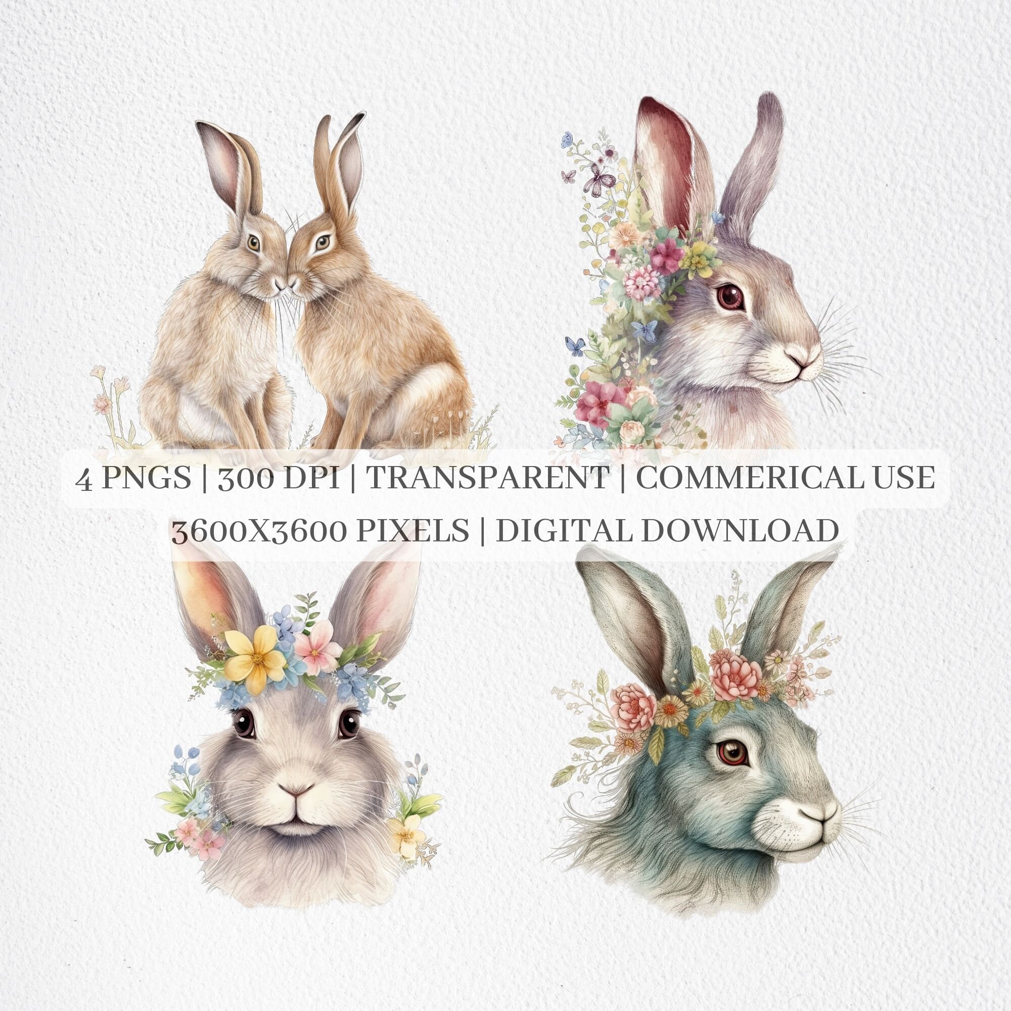 Floral Hare Clipart Hare PNG Files for Sublimation Hare Clip - Etsy Canada
