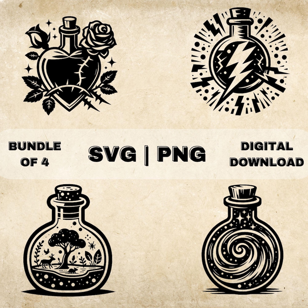 Magic Potion SVG Bundle, Magical Clipart, Hand Drawn Brewing Themed ...