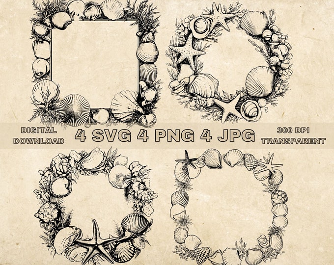 Nautical Frame Bundle Marine Life SVG Border Pirate Decor PNG Frame ...