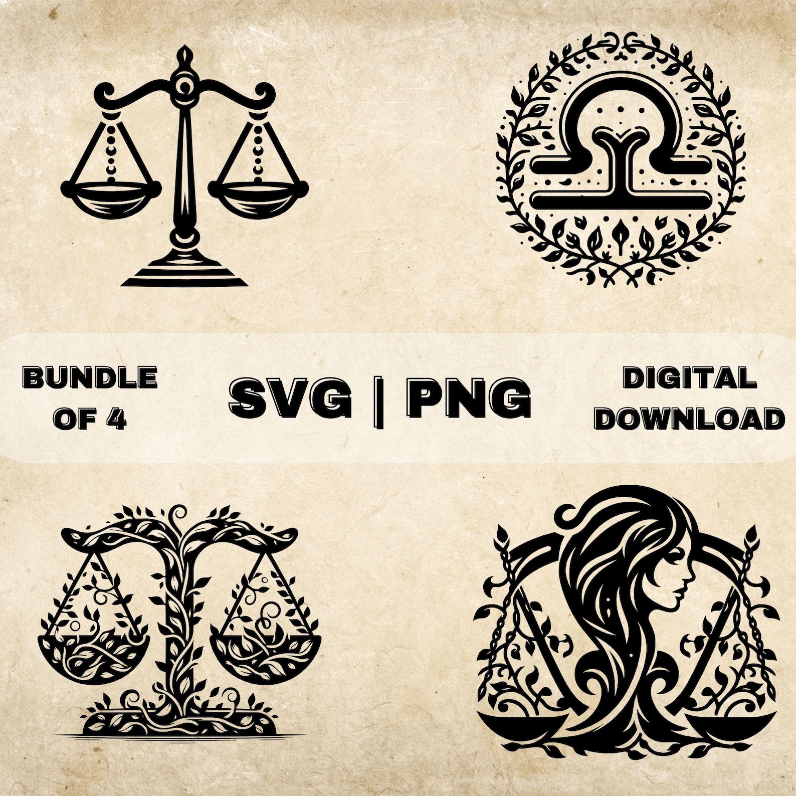Libra SVG Bundle, Zodiac Sign Clipart, Hand Drawn Astrology Themed ...