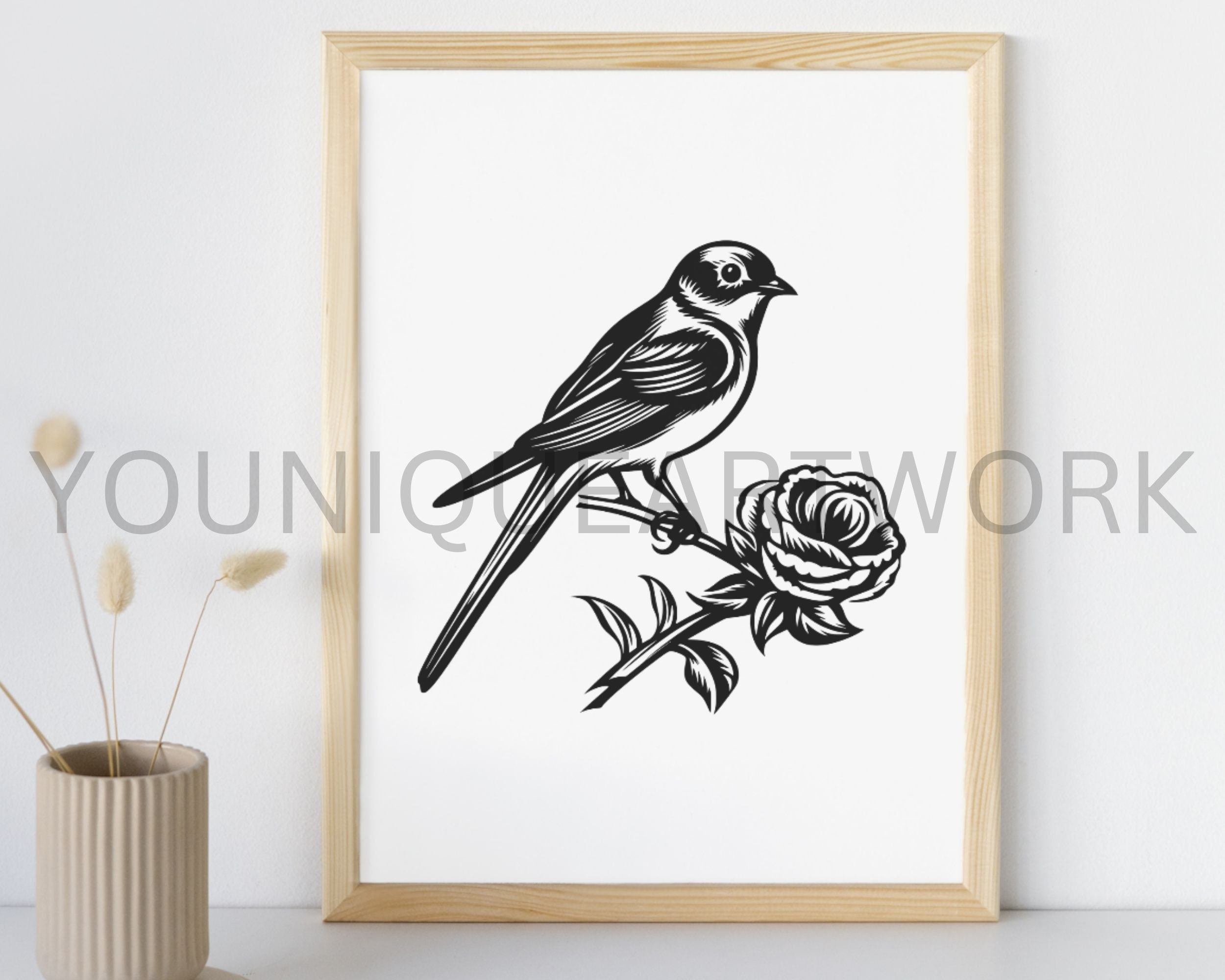 Swallow SVG Bundle, PNG, Floral Bird Clipart, Hand Drawn Swallow Vector ...