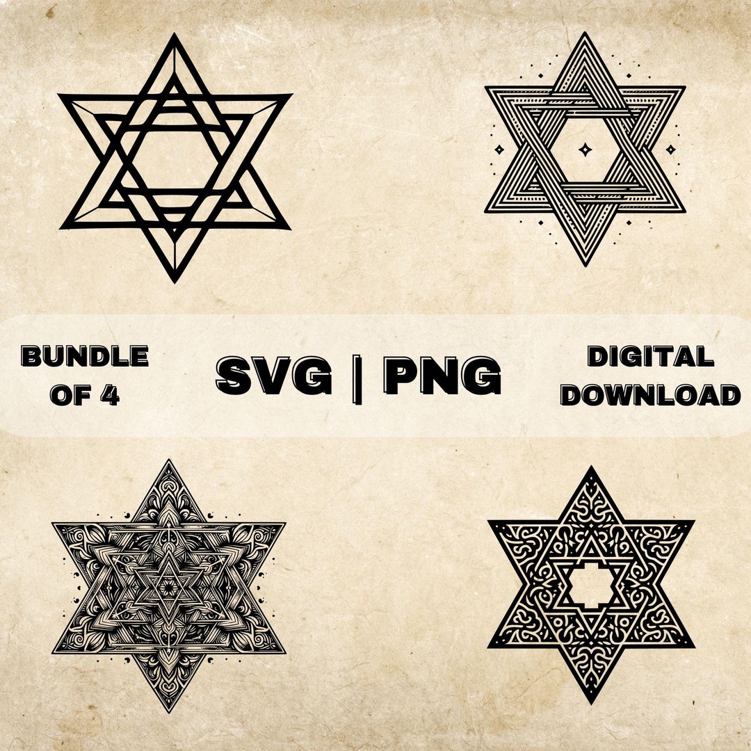 Star of David SVG Bundle, Jewish Symbol Clipart, Hand Drawn Magen David ...