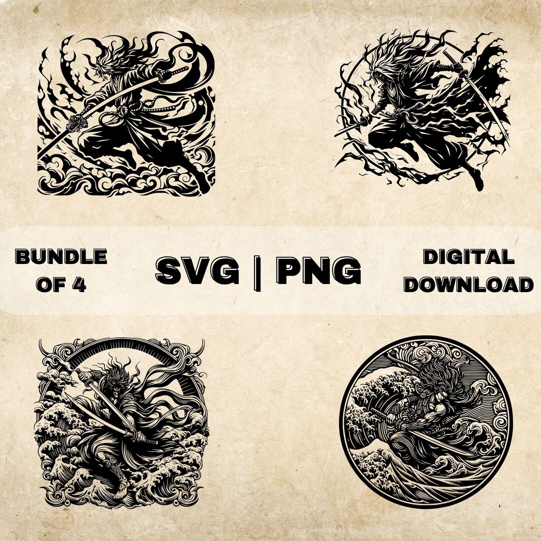 Susanoo SVG Bundle, Japanese God Clipart, Hand Drawn Japanese Mythology ...