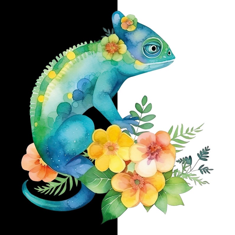 Chameleon Watercolor Clipart Chameleon PNG Chameleon Clip - Etsy