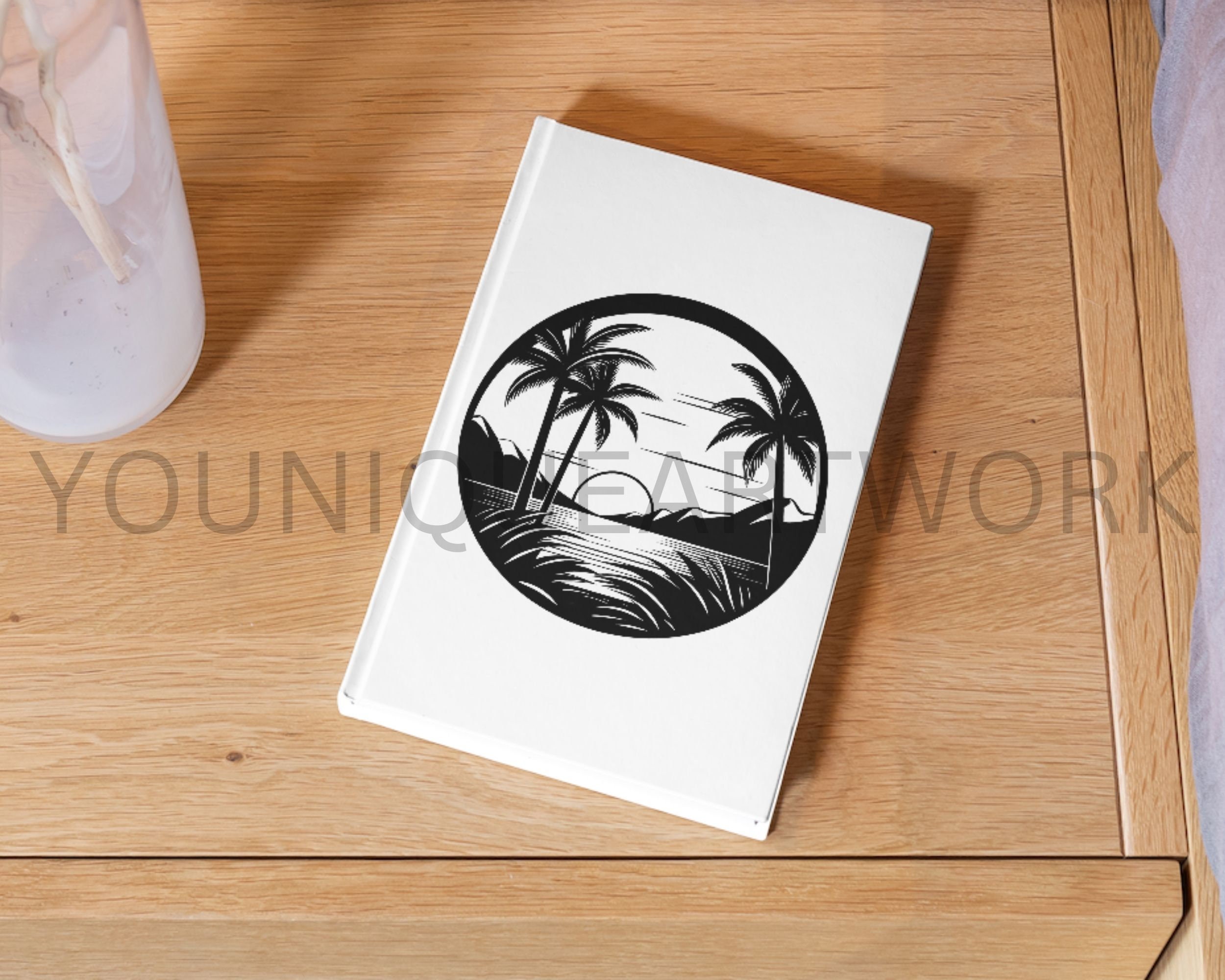 Tropical Sunset SVG Bundle, PNG, Beach Scene Clipart, Hand Drawn Palm ...