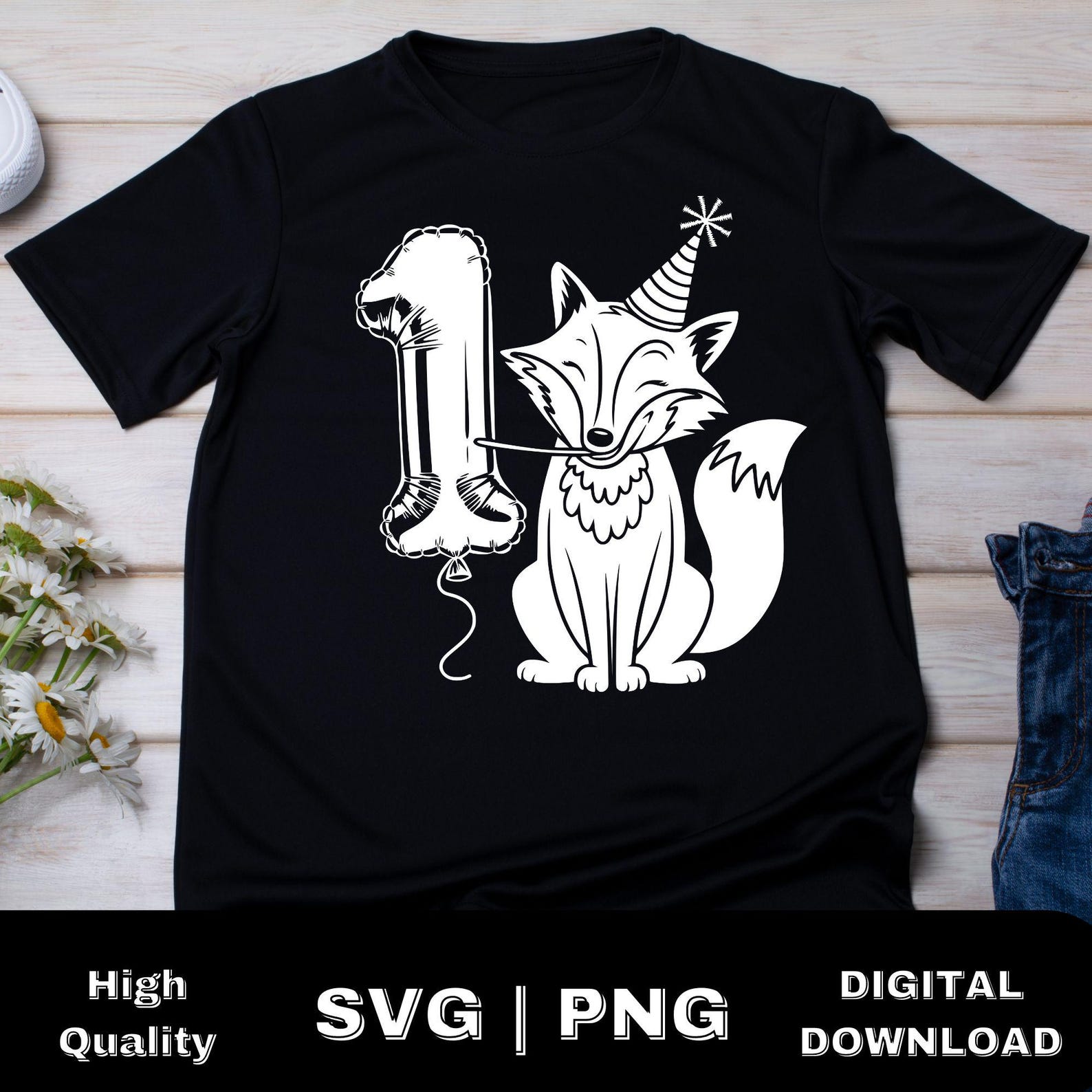 First Birthday Fox SVG PNG Clipart - Baby's 1st Birthday Gift Design ...