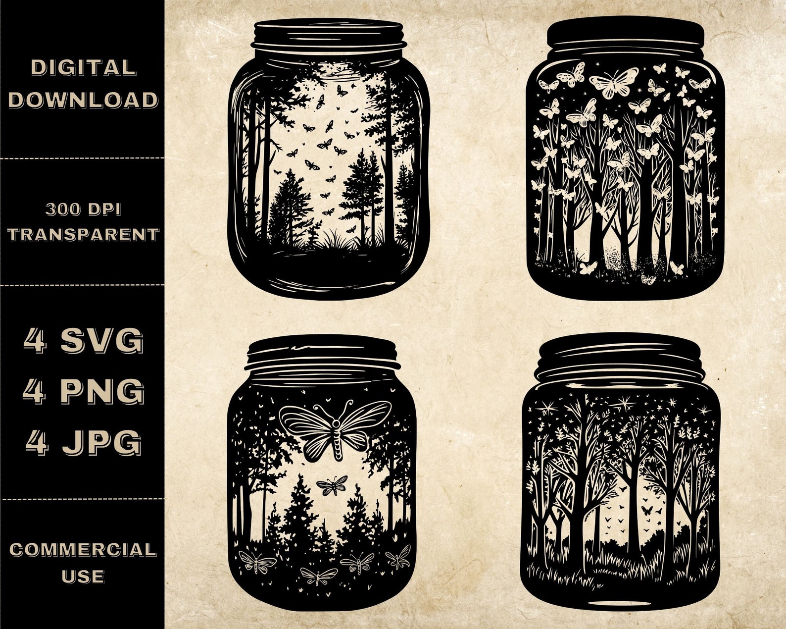 Fireflies in A Jar SVG Bundle PNG Fireflies Clipart Hand - Etsy