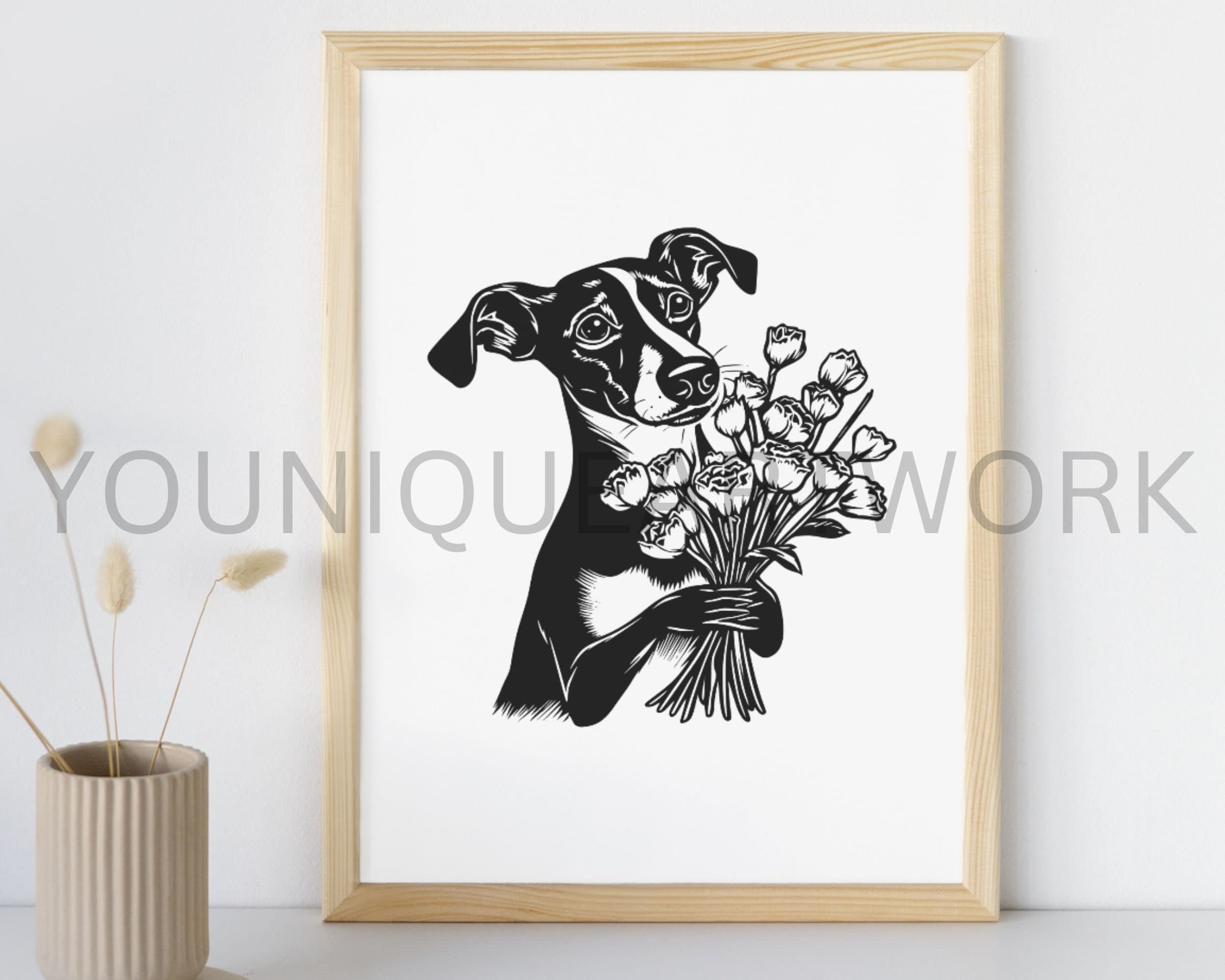 Rat Terrier SVG Bundle, PNG, Cute Dog Clipart, Hand Drawn Peeking Dog ...