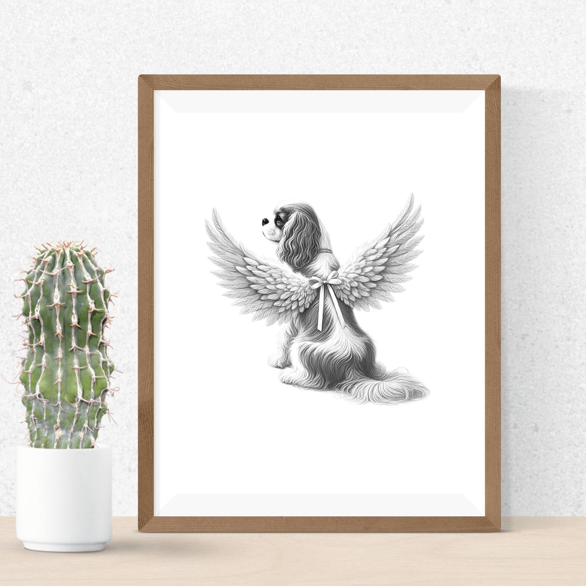 Cavalier King Charles Spaniel Memorial Angel Wings PNG Sublimation File ...