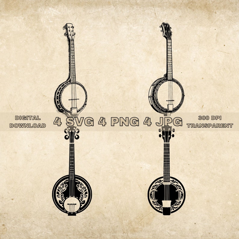 Banjo SVG Bundle PNG Banjo Clipart Hand Drawn Banjo Vector - Etsy