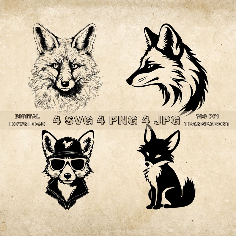 Fox SVG Bundle PNG Cute Fox Clipart Hand Drawn Foxes Vector - Etsy