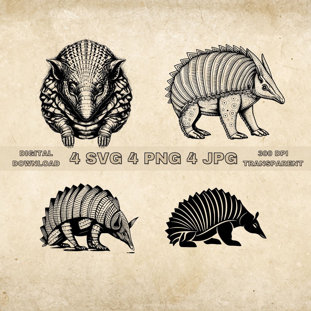 Armadillo SVG Bundle, PNG, Armadillo Clipart, Hand Drawn Armadillo ...