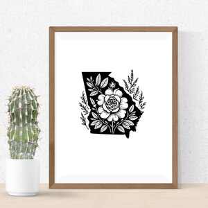 Georgia State SVG Bundle, Georgia Clipart, Hand Drawn Flower, Bird, Oak ...