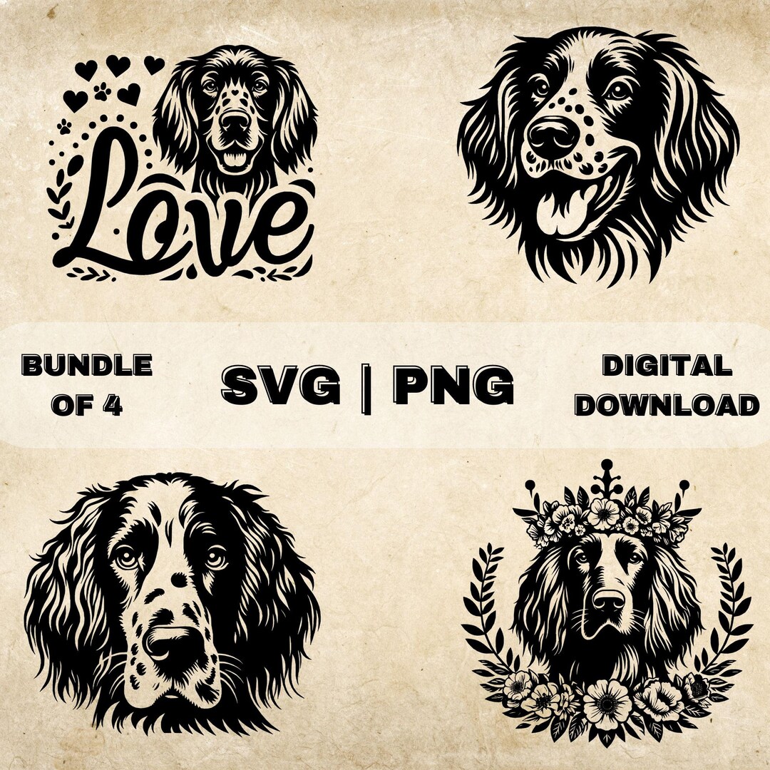 English Setter SVG Bundle, English Setter Clipart, Hand Drawn Dog Theme ...