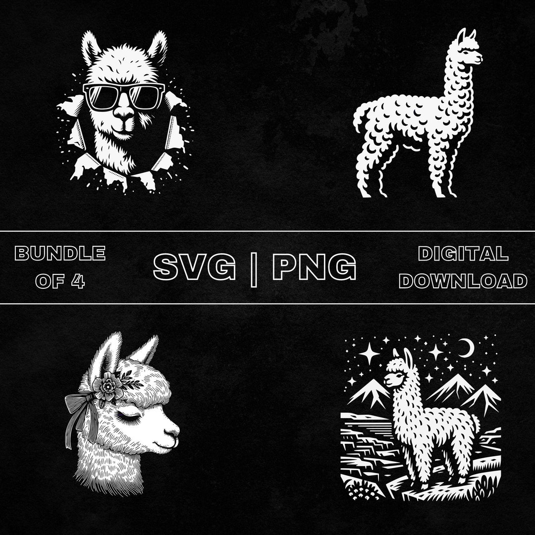 Alpaca SVG Bundle, Cute Llama Clipart, Hand Drawn Alpaca Lover Theme ...