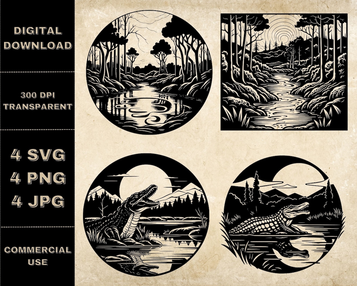 Swamp SVG Bundle PNG Swamp Clipart Hand Drawn Swamp Scene - Etsy