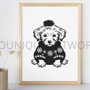 Christmas Dog SVG Bundle, PNG, Xmas Themed Clipart, Hand Drawn Dogs ...