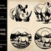 Rhinoceros SVG Bundle, PNG, Rhino Clipart, Hand Drawn Rhinoceros Vector ...