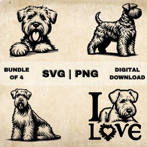 Soft Coated Wheaten Terrier SVG Bundle, Cute Dogs Clipart, Hand Drawn ...