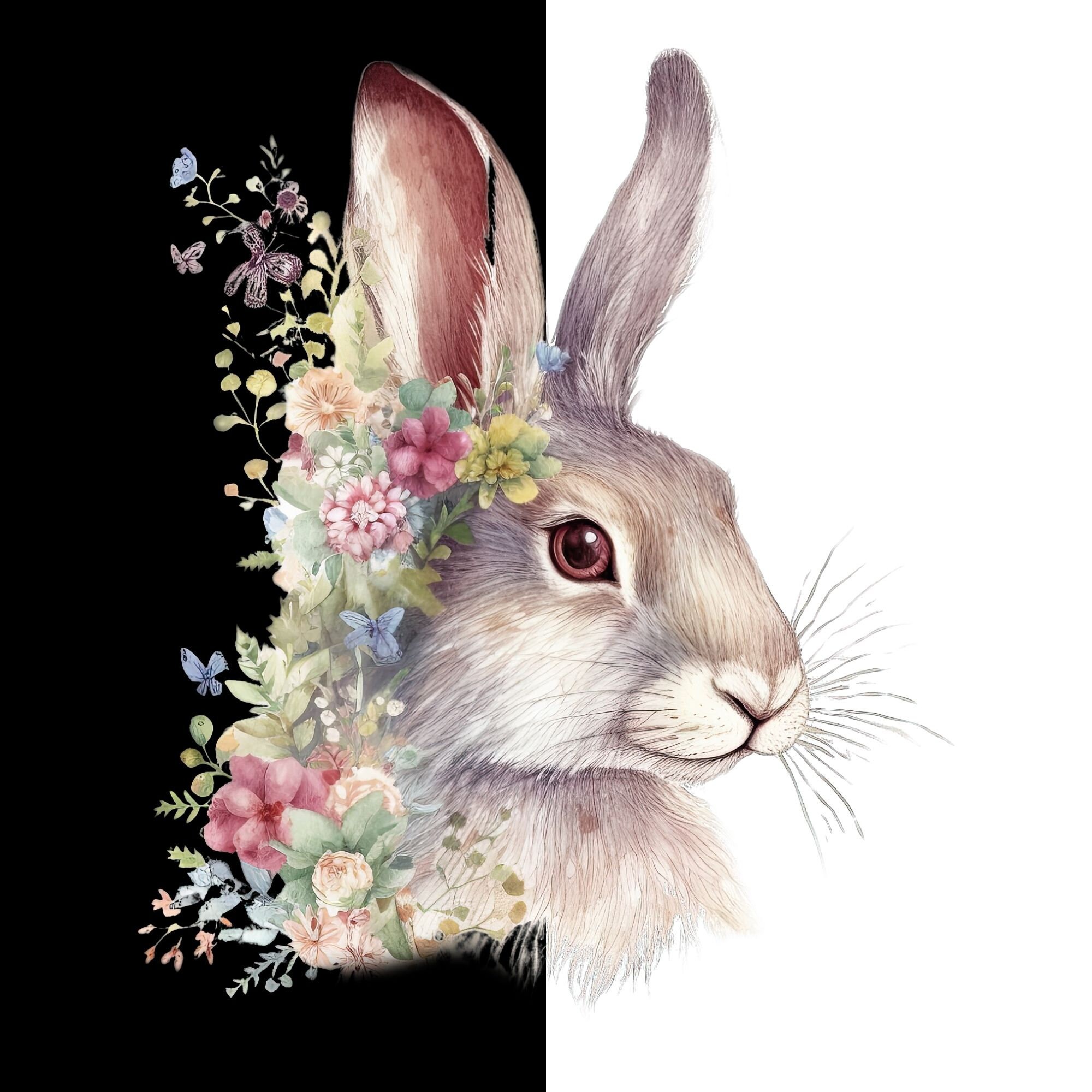 Floral Hare Clipart Hare PNG Files for Sublimation Hare Clip - Etsy Ireland