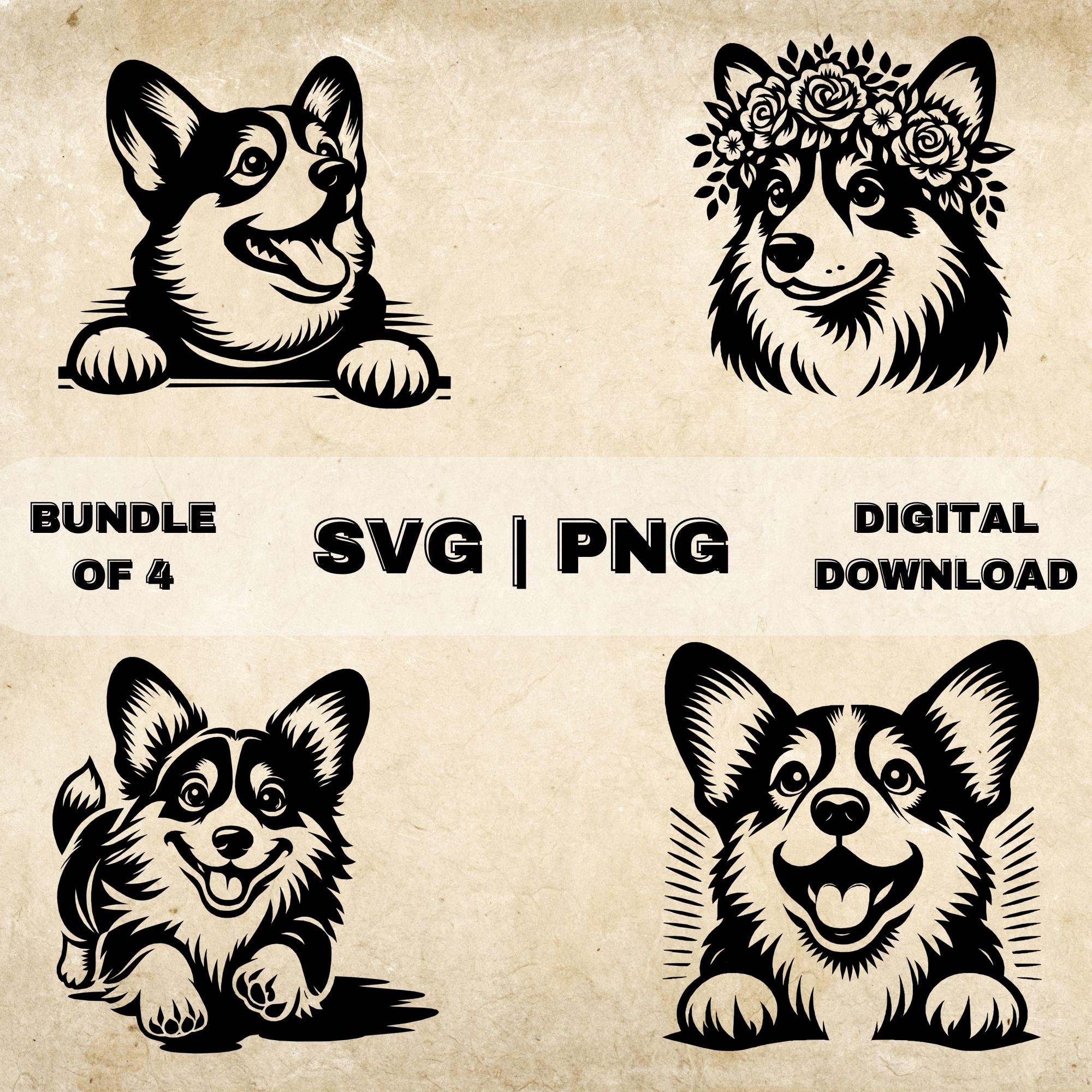 Corgi SVG Bundle, Peeking Dog Clipart, Hand Drawn Dog Theme Vector ...