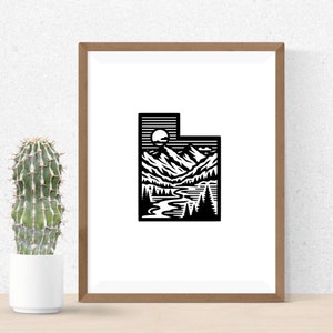 Utah State SVG Bundle, Utah Clipart, Hand Drawn Utah Landscape Scene ...