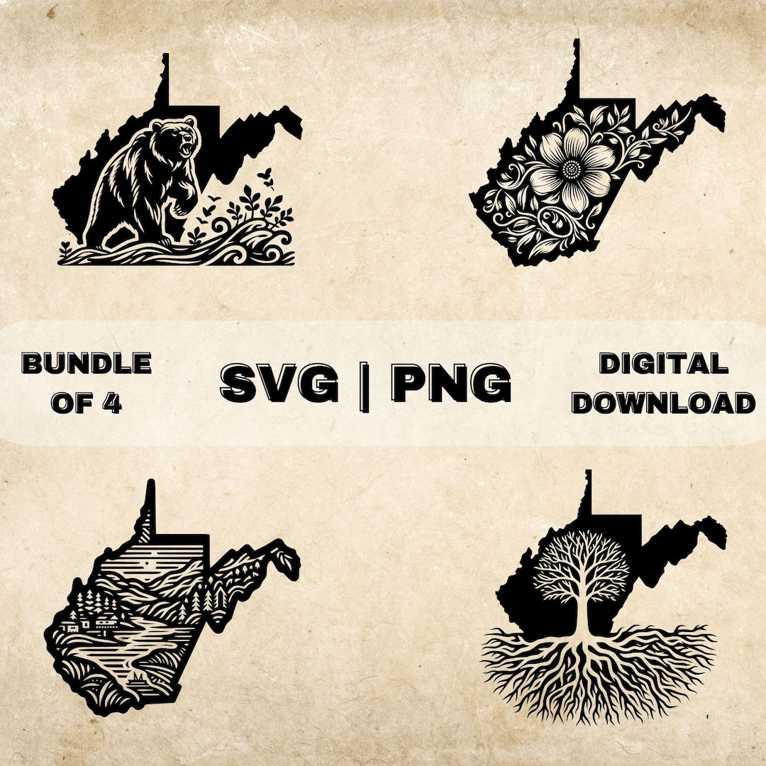 West Virginia State SVG Bundle, West Virginia Clipart, WV State, Flower ...