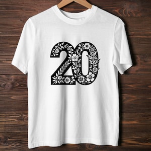 Number 20 SVG Bundle, 20th Birthday Clipart, Hand Drawn Twenty Themed ...