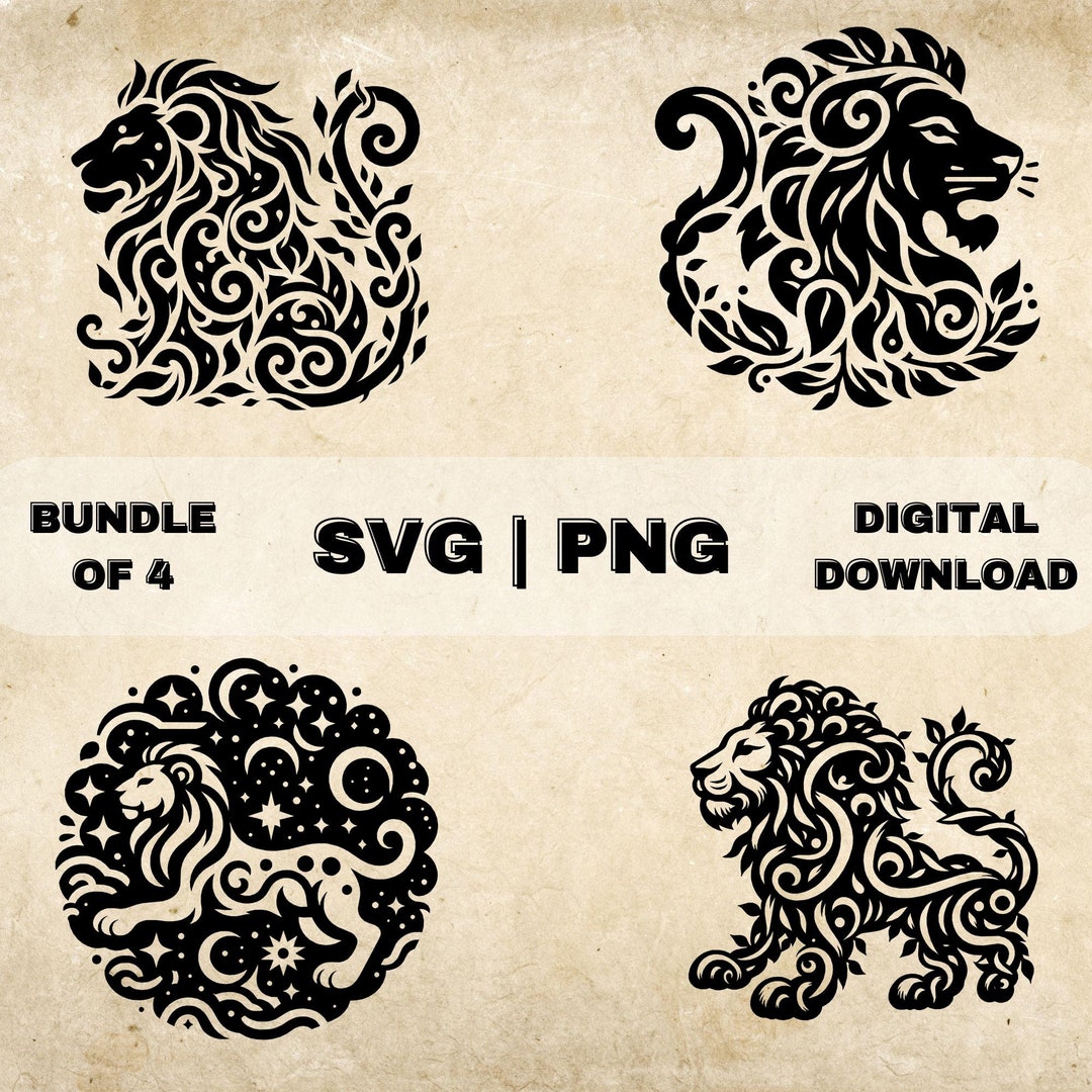 Leo SVG Bundle, Zodiac Sign Clipart, Hand Drawn Astrology Themed Vector ...