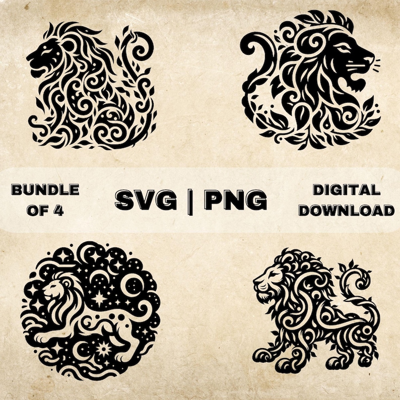 Leo SVG Bundle, Zodiac Sign Clipart, Hand Drawn Astrology Themed Vector ...