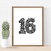 Number 16 SVG Bundle, 16th Birthday Clipart, Hand Drawn Sixteenth ...