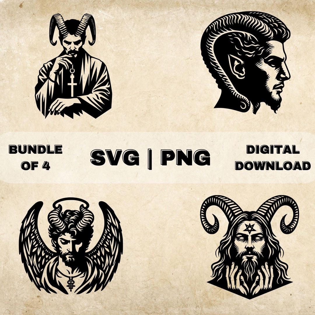 Samael SVG Bundle, Demon Clipart, Hand Drawn Satan Occult Pagan Theme ...