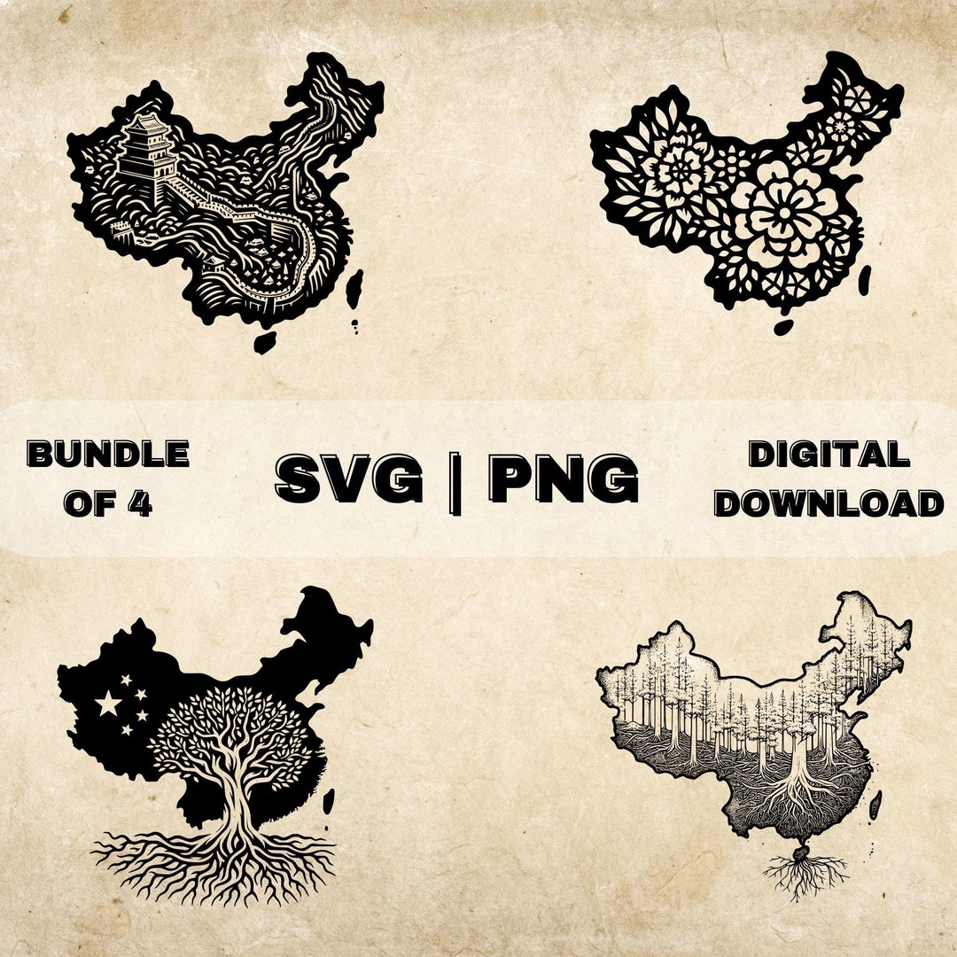 China Map SVG Bundle, China Clipart, Hand Drawn Great Wall of China ...
