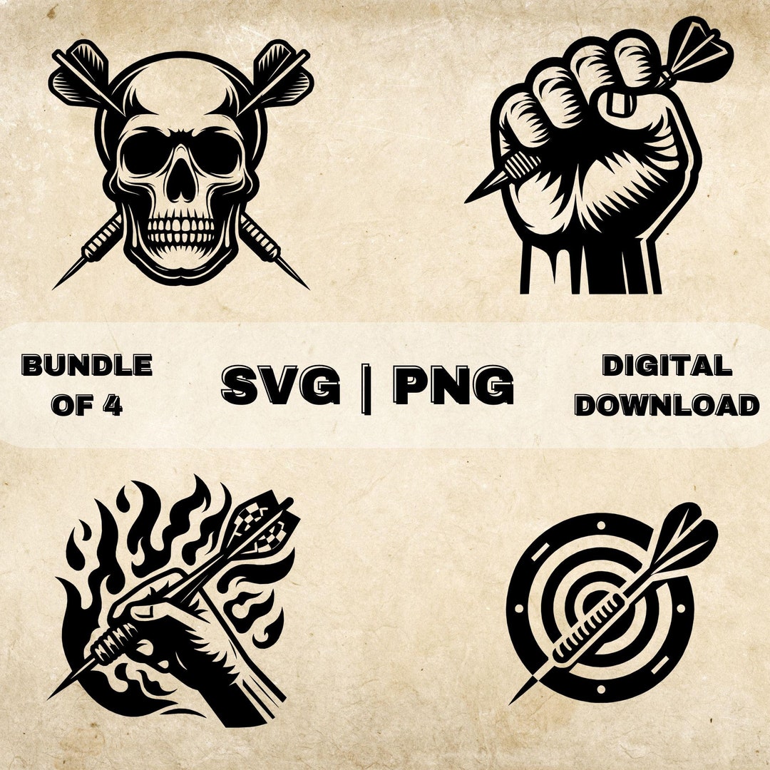 Darts SVG Bundle, Darts Clipart, Hand Drawn Dartboard Theme Vector ...