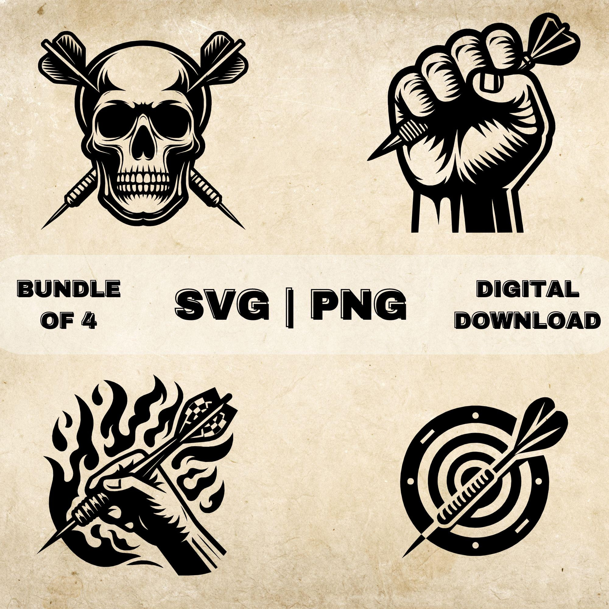 Darts SVG Bundle, Darts Clipart, Hand Drawn Dartboard Theme Vector ...