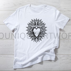 Sacred Heart of Jesus SVG Bundle, PNG, Sacred Heart Clipart, Hand Drawn ...