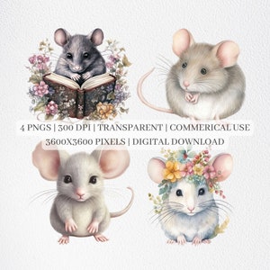 Cute Mouse Clipart, Mouse PNG Files for Sublimation, Mice Clip Art ...
