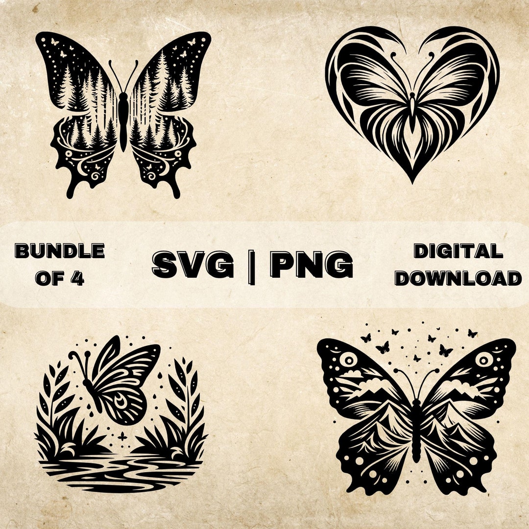 Butterfly SVG Bundle, Butterflies Clipart, Hand Drawn Butterfly Theme ...