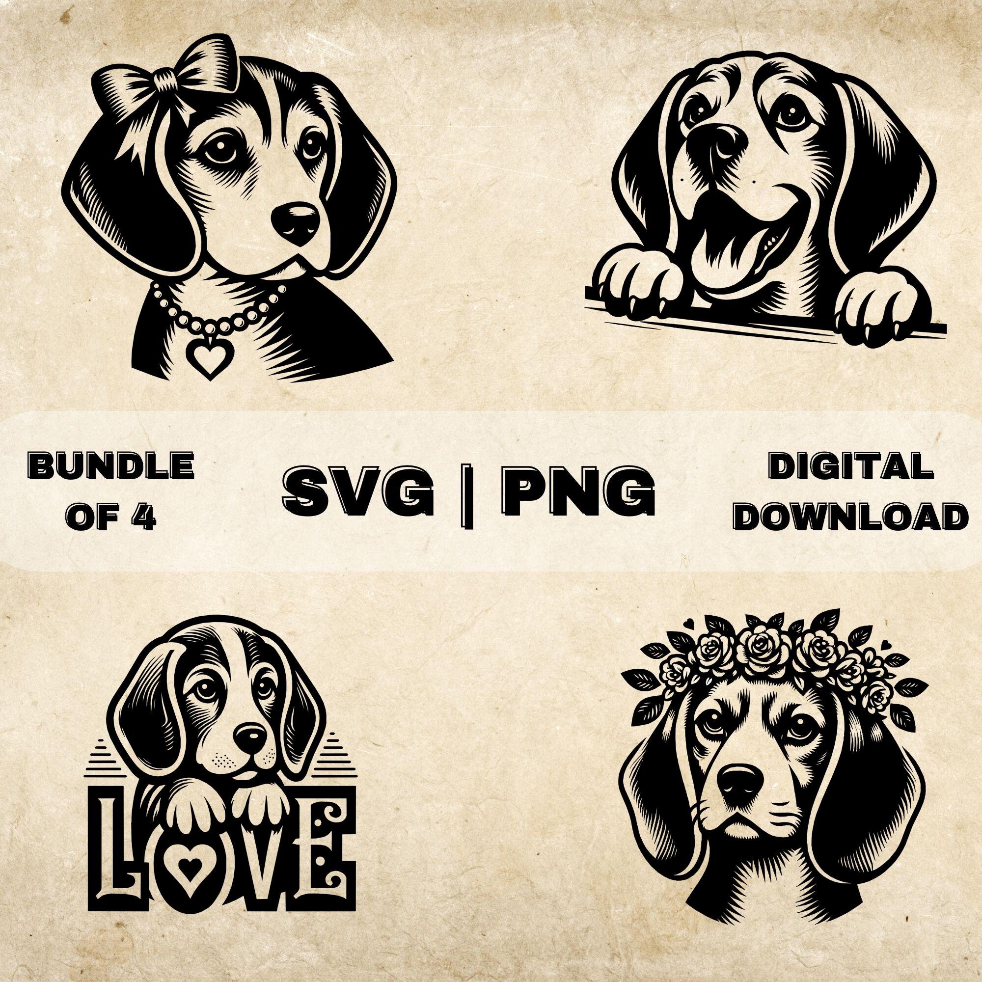 Beagle SVG Bundle, Beagle Clipart, Hand Drawn Dog Theme Vector ...