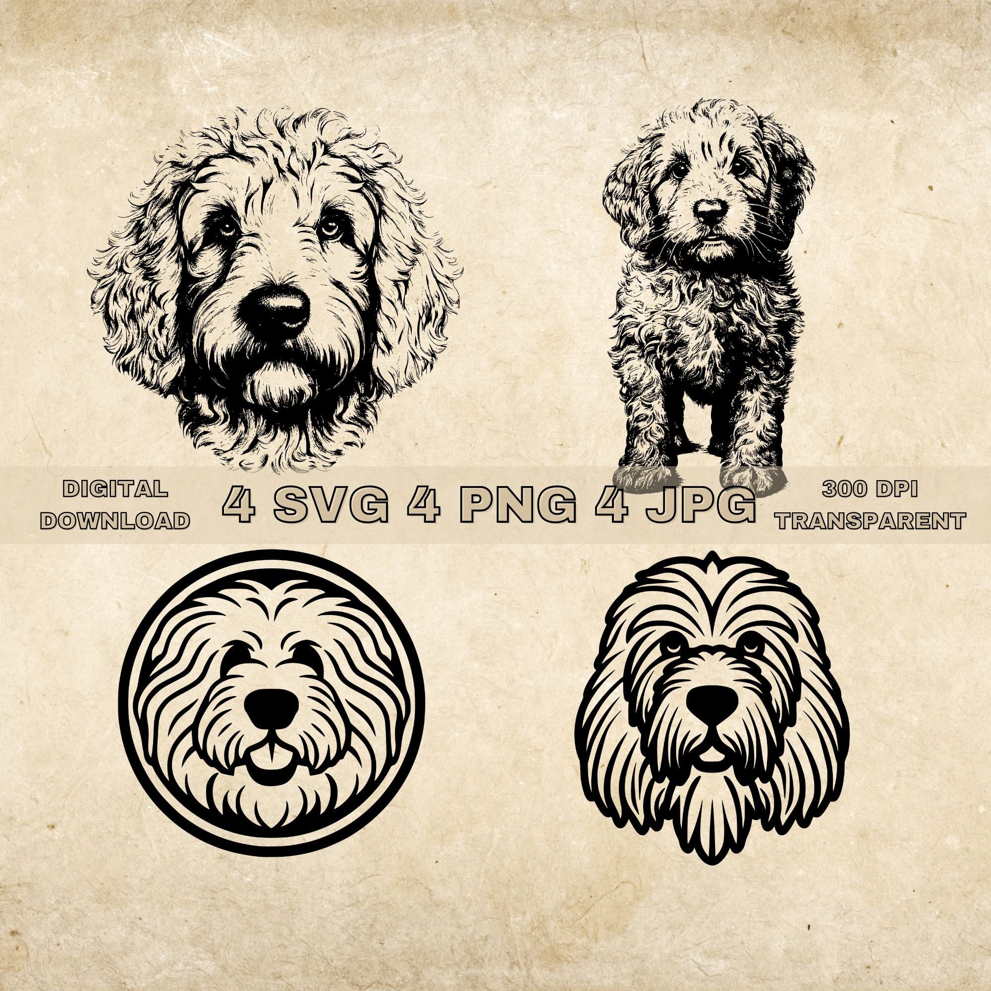 Goldendoodle SVG Bundle PNG Cute Dogs Clipart Hand Drawn - Etsy